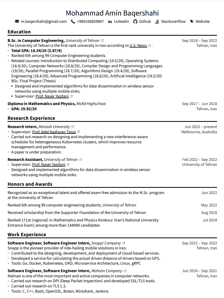 CV - Mohammad Amin Baqershahi